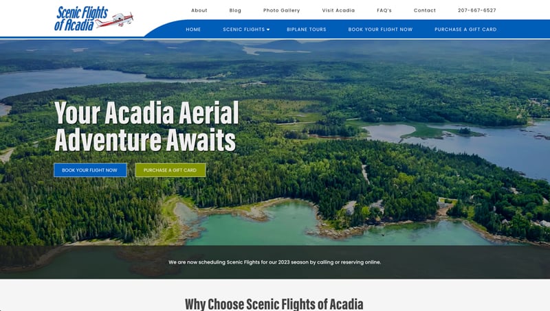 New Website for Scenic Flights of Acadia | Bangor, Maine